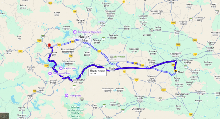 Shirdi to Trimbakeshwar Road Distance, Route Map & Time
