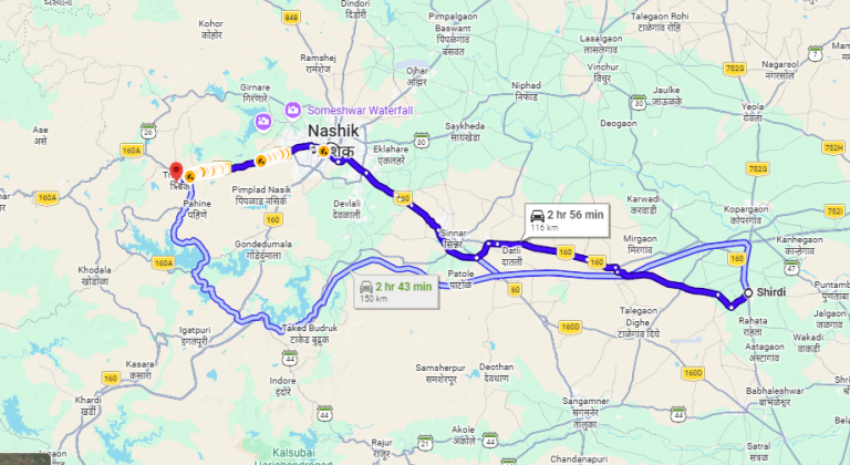 Shirdi to Trimbakeshwar Road Distance, Route Map & Time